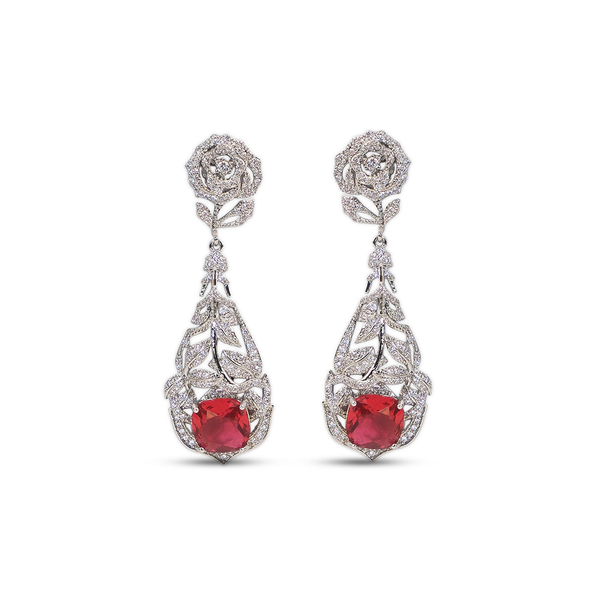 Côte de Rose Earrings | Red Crystal Statement Drops | ÉLAN – Atelier ...